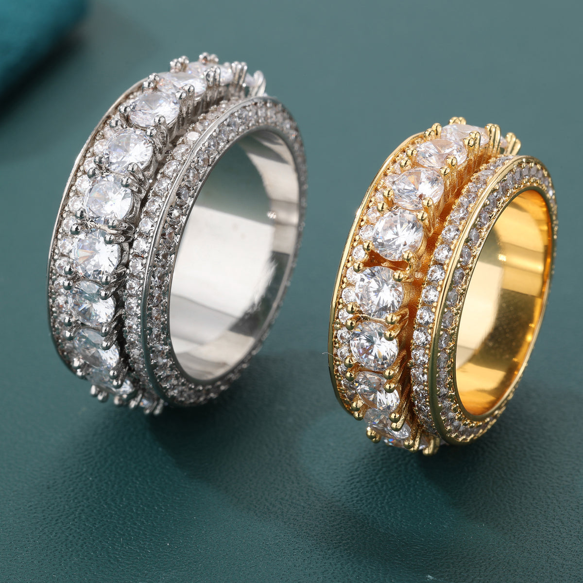 Spinning Layered Diamond Ring - 10mm (White Gold) – EMPIRE HOLLYWOOD